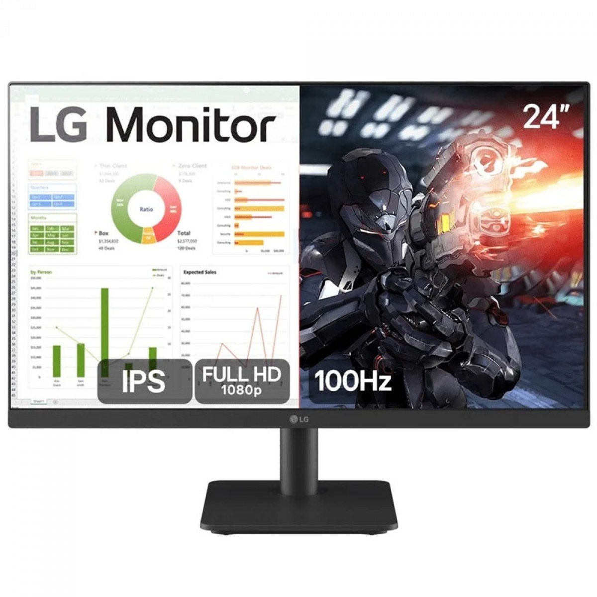 Monitor Gamer LG 24 Pol, Full HD, IPS, 5Ms, 100Hz, HDMI, 24MS500-B ...