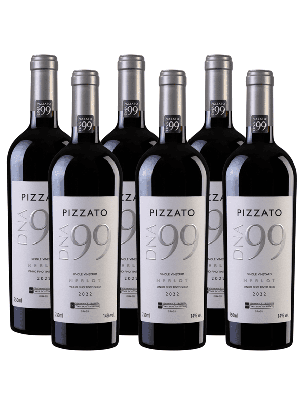 Vinho DNA99 Merlot Pizzato Safra 2022 - Caixa 6 | Adega R2