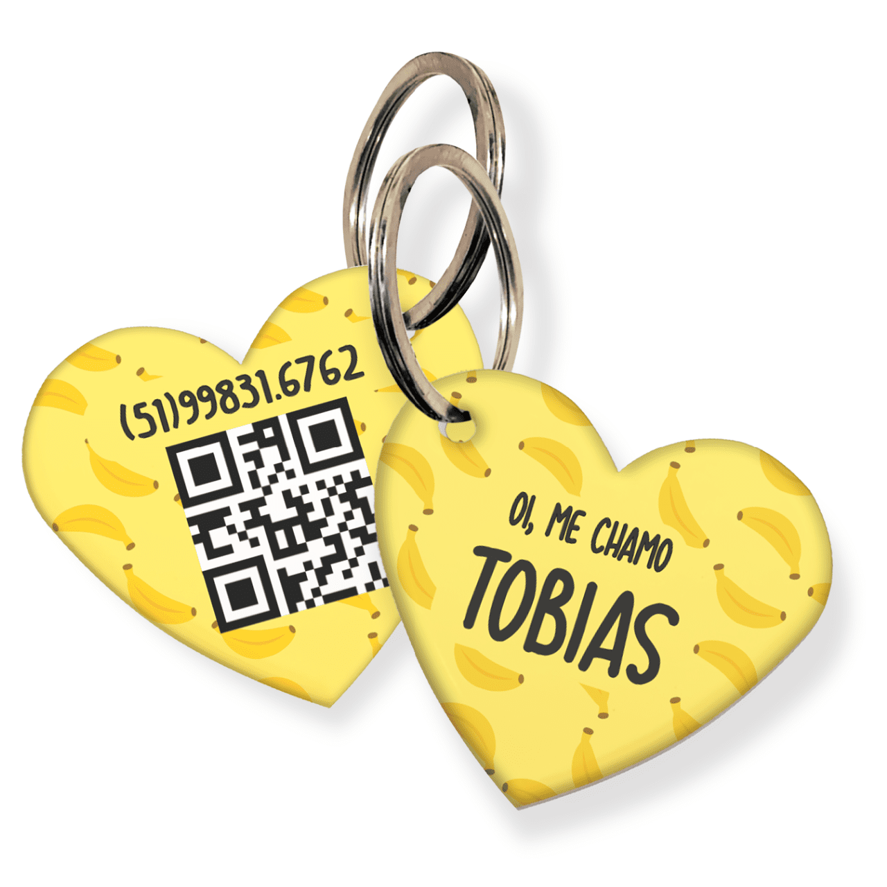 Placa de Identificação com Telefone e QR Code - Formato Coração ...