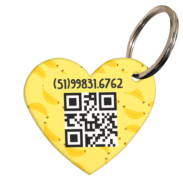 Placa de Identificação com Telefone e QR Code - Formato Coração ...