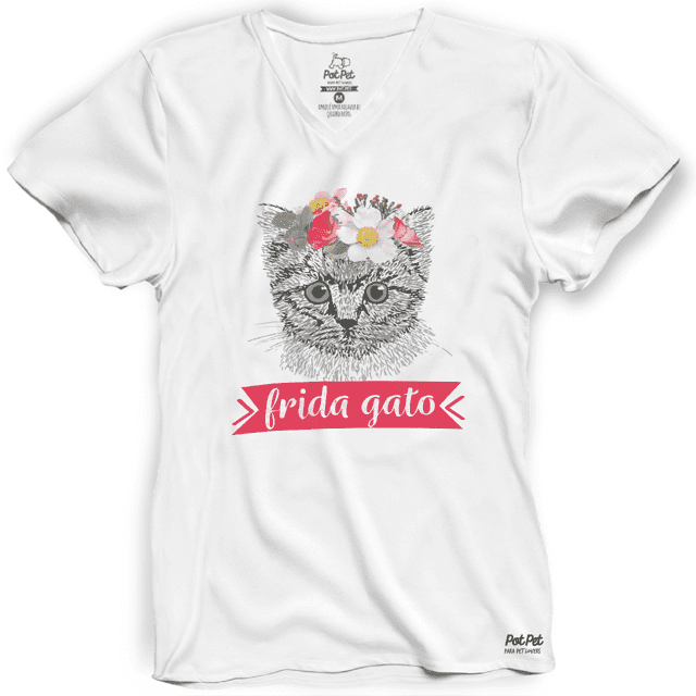 Camiseta Frida Gato - Coleção Pintores | Pot Pet