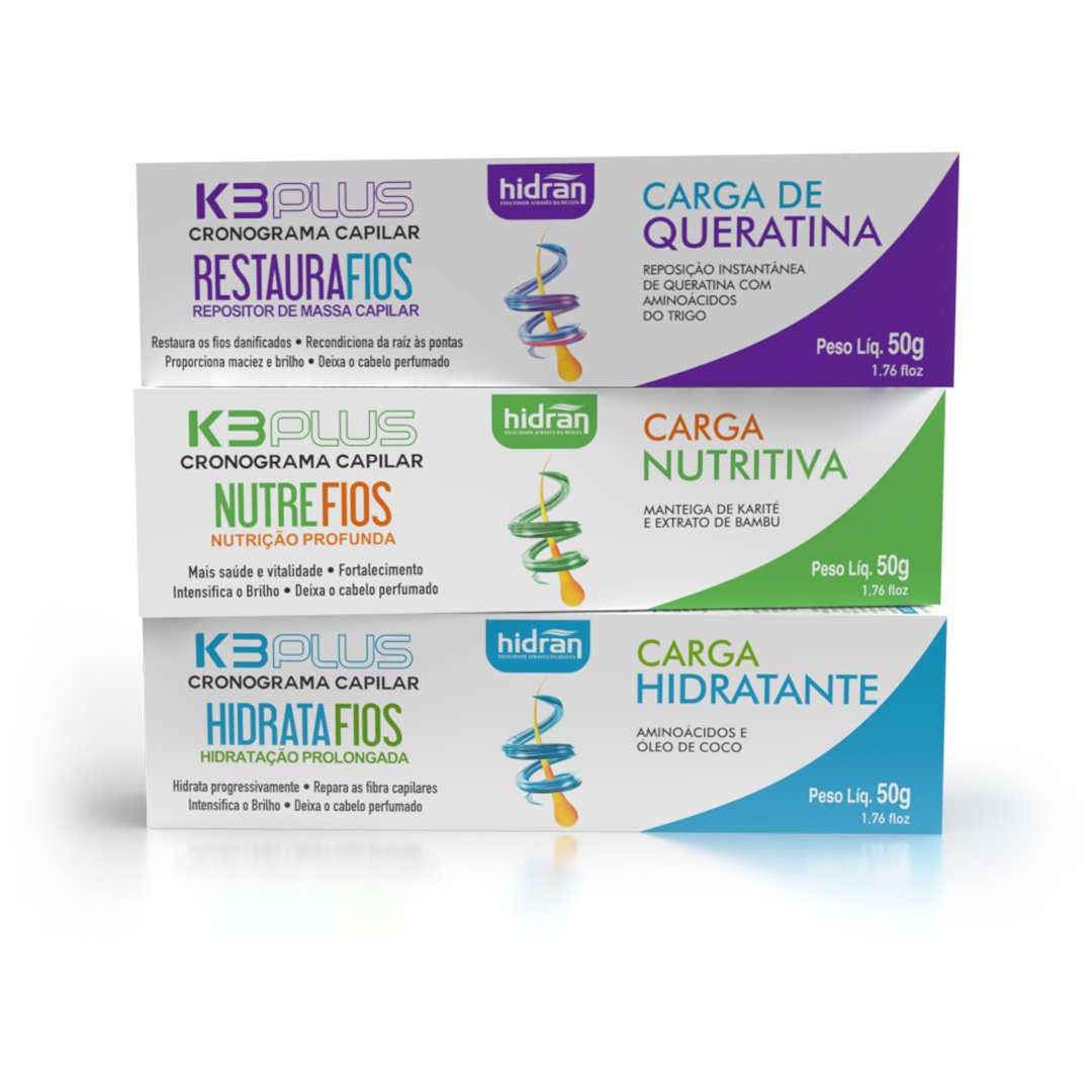 Kit K3 Plus Explosão Cronograma Capilar | Hidran Cosméticos