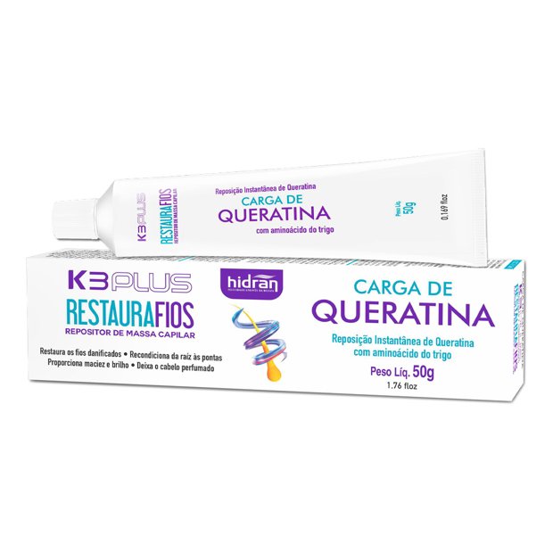 Carga de Queratina - Hidran K3 Plus Restaura Fios 50gr | Hidran Cosméticos