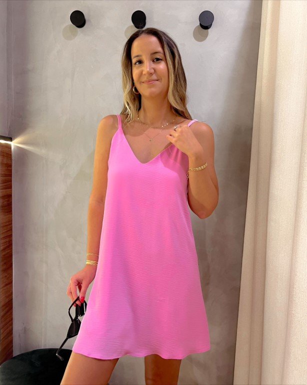 Vestido Curto Ísis Crepe Rosa Bebê | Sonho de Consumo