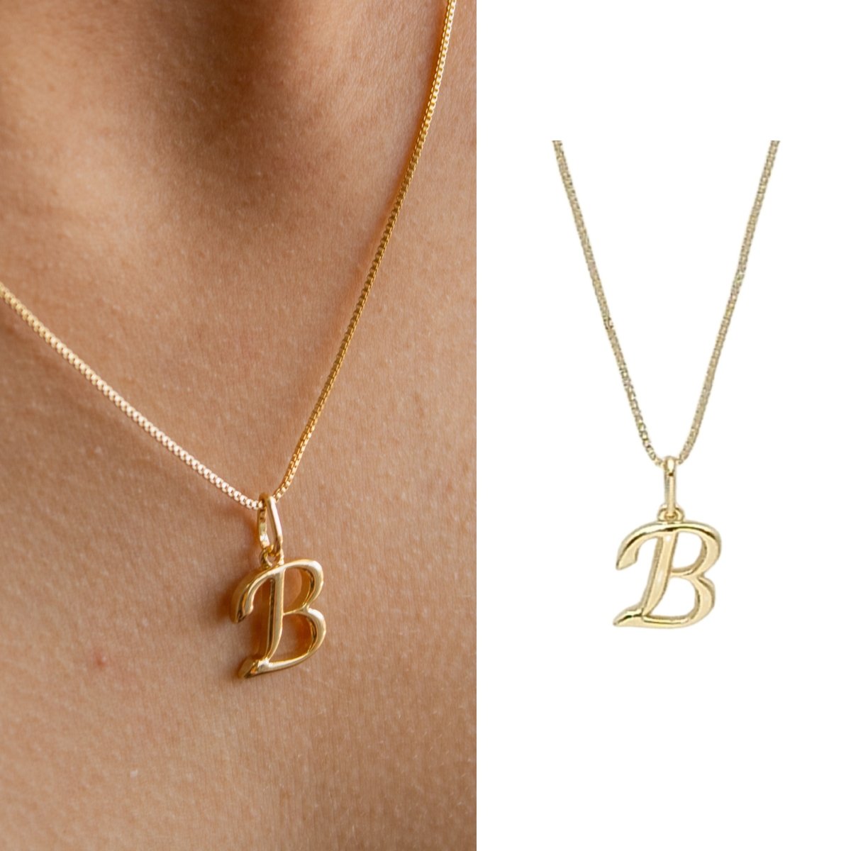 Colar Letra Inicial Lisa Semi Joias Banhado Ouro 18k | Stella Semi Jóias