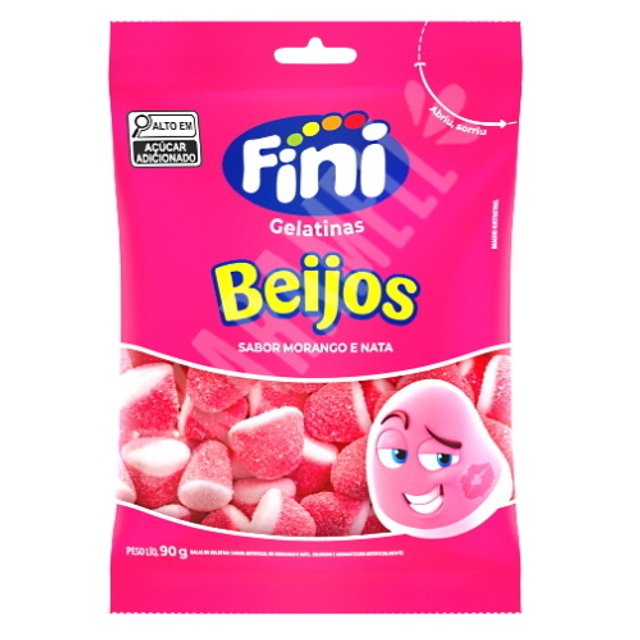 Balas Gelatinas Beijos Sabor Morango e Nata - Fini | Karamell Store