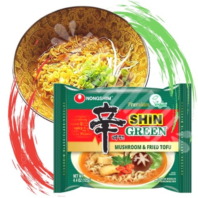 Lámen Shin Green Mushroom & Fried Tofu - Nongshim - EUA | Karamell Store