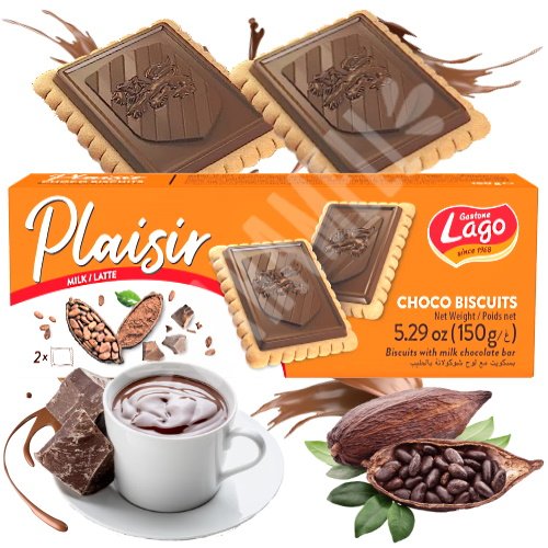 Biscoito Plaisir Milk Choco Biscuits - Lago - Importado Itália ...