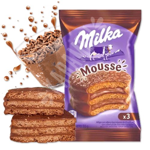 Milka Mousse - Alfajor x3 Camadas - Recheado com Mousse de Chocolate ...