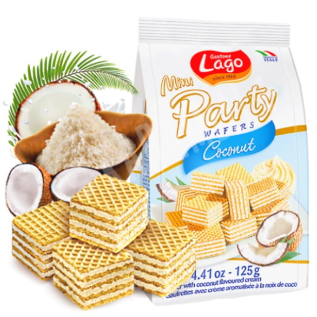 Biscoitos Mini Party Wafers Coconut - Gastone Lago - Itália | Karamell ...