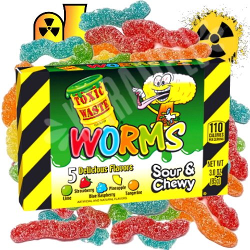 Bala Toxic Waste Worms Sour & Chewy Candy | Karamell Store