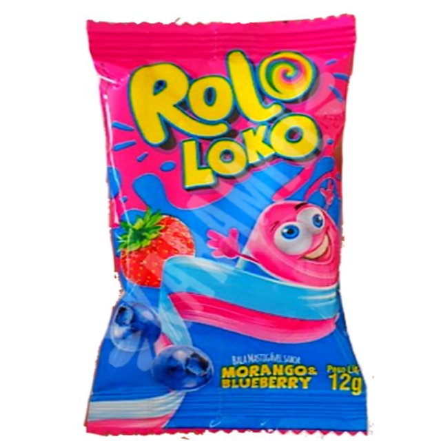 Bala Mastigável Rolo Loko Morango Blueberry - Importado | Karamell Store