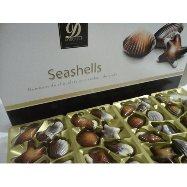Donckels - Bombons Seashells Chocolate Belga Avelãs | Karamell Store