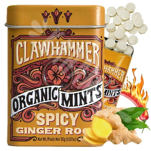 Balas Clawhammer Organic Mints - Spicy Ginger Root - Canadá | Karamell ...