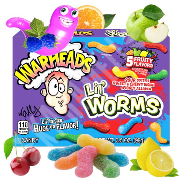 Balas Goma in Box Lil' Worms - Warheads - Importado EUA | Karamell Store