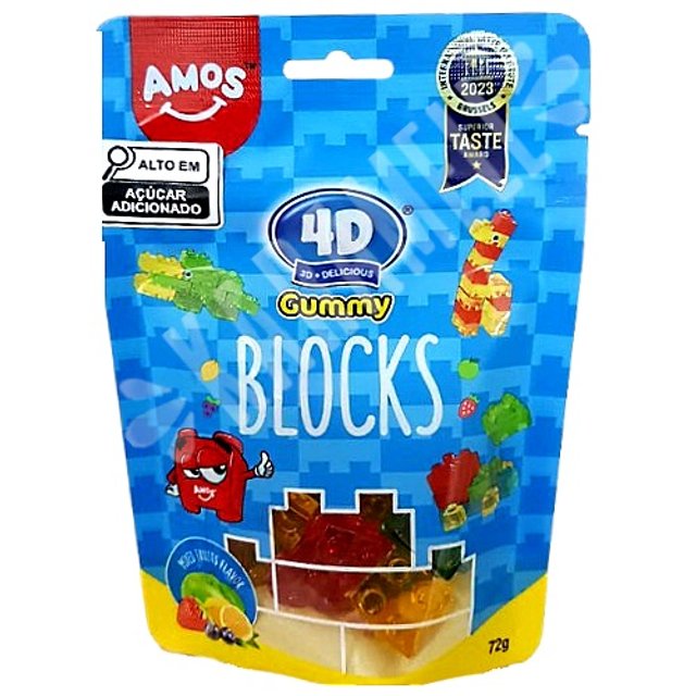 Balas Gelatinosas Gummy Blocks 4D Mixed Fruits - Importado | Karamell Store