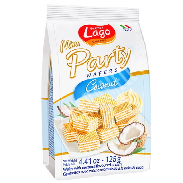 Biscoitos Mini Party Wafers Coconut - Gastone Lago - Itália | Karamell ...