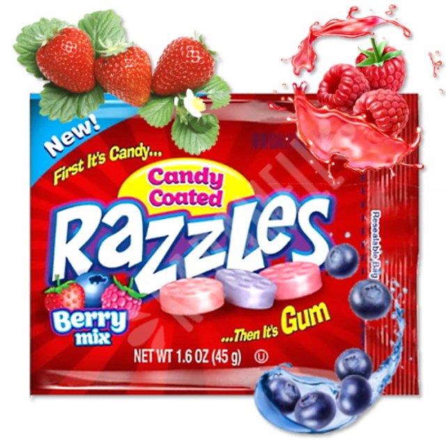 Balas Chiclete Razzles Berry Mix Candy Coated - Importado EUA ...