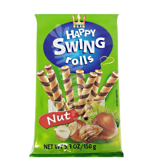 Biscoitos Wafers Happy Swing Rolls Nut- Flis - Polônia | Karamell Store