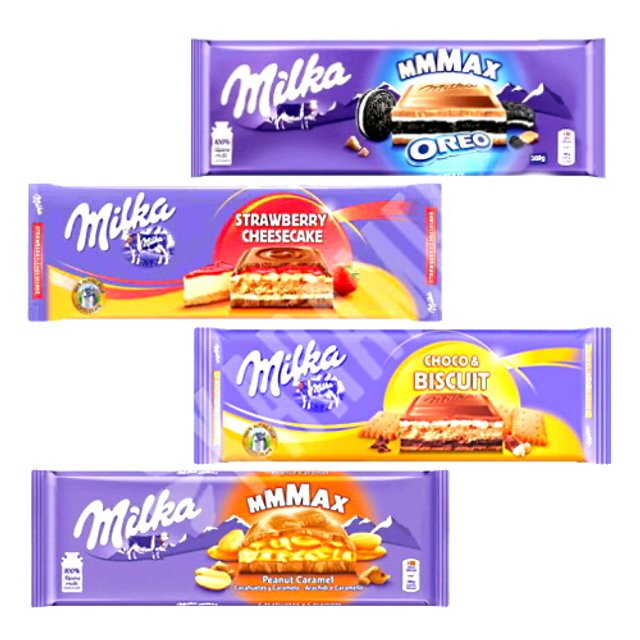 Kit Box A - 4 Chocolates Milka aprox. 300g Importado - Vários Sabores ...
