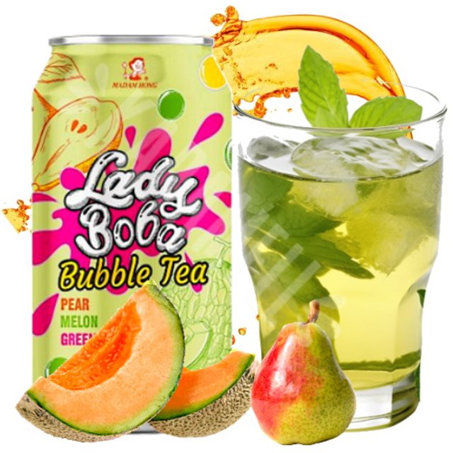 Bebida Lady Boba Bubble Green Tea Pear Melon | Karamell Store