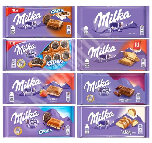 Kit Box A - 8 Chocolates Milka aprox. 100g Importado - Vários Sabores ...