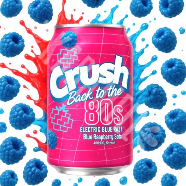 Refrigerante Crush Back to the 80s Eletric Blue Raspberry - EUA ...