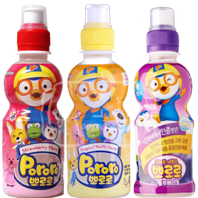 KIT Pororo 3 Sabores Tropical Blueberry Strawberry Drink - Importado ...