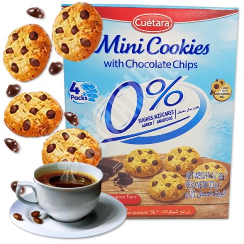 Mini Cookies Chocolate Chips Sugar Free - Cuétara - Importado Espanha ...
