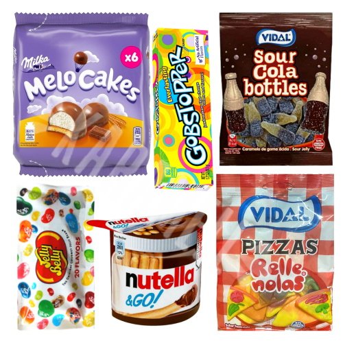 Kit Box 6 Itens Importados Sortidos - Chocolate Balas Biscoito ...