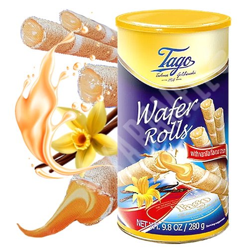 Wafer Rolls Sabor Baunilha - Canudinhos Biscoito Tago - Polônia ...