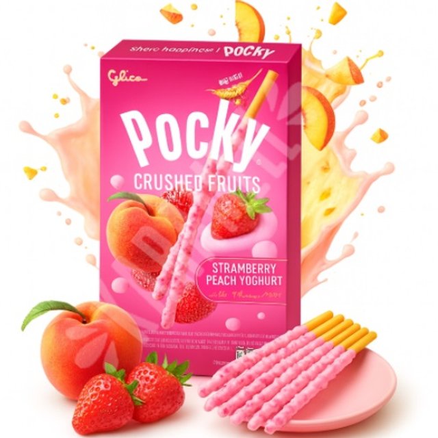 Pocky Crushed Fruits Strawberry Peach Yoghurt - Glico Biscoito ...