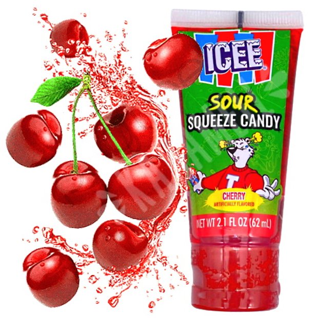 Bala Líquida Icee Sour Squeeze Candy Cherry - Importado | Karamell Store