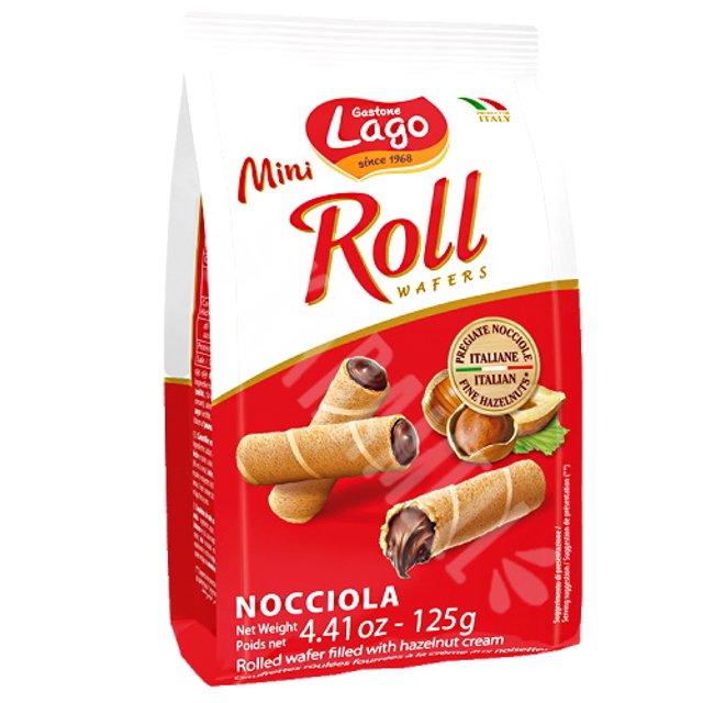 Biscoitos Wafers Mini Roll Nocciola - Gastone Lago - Importado Itália ...