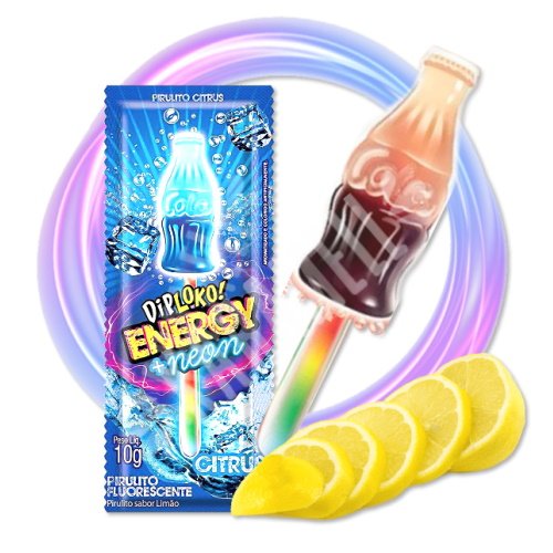 Pirulito Energy Neon sabor Citrus - Dip Loko - Importado | Karamell Store