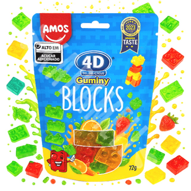 Balas Gelatinosas Gummy Blocks 4D Mixed Fruits - Importado | Karamell Store