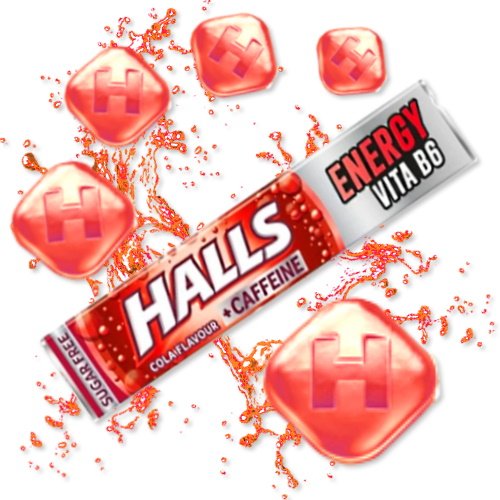 Bala Halls Cola Flavour Caffeine Energy Vita B6 - Importado Espanha ...