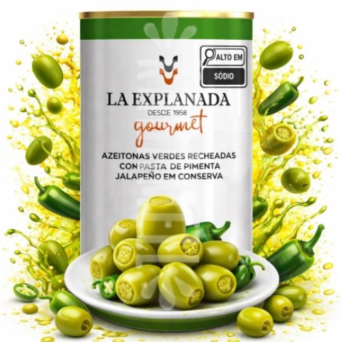 Azeitonas Verdes Recheadas com Pasta Pimenta Jalapeño em Conserva ...