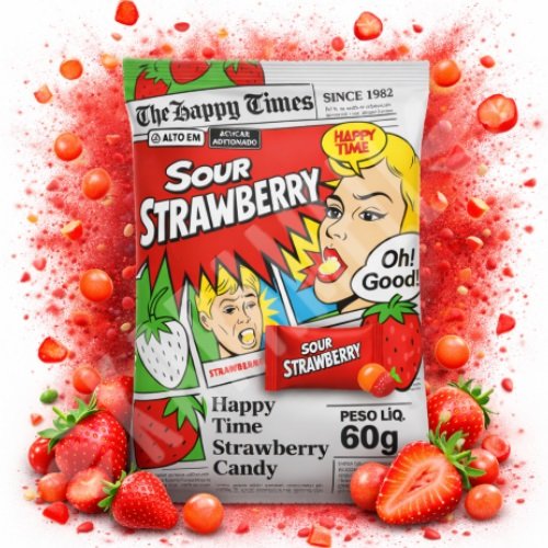 Balas Ácidas Sour Strawberry 60g - Importado | Karamell Store