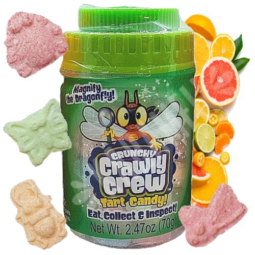 Balas Crunchy Crawly Crew Frutas Pote Verde Kidsmania - Importado ...