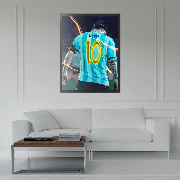 Quadro Premium com NeonLed - Messi Seleção Argentina | Atacado neon
