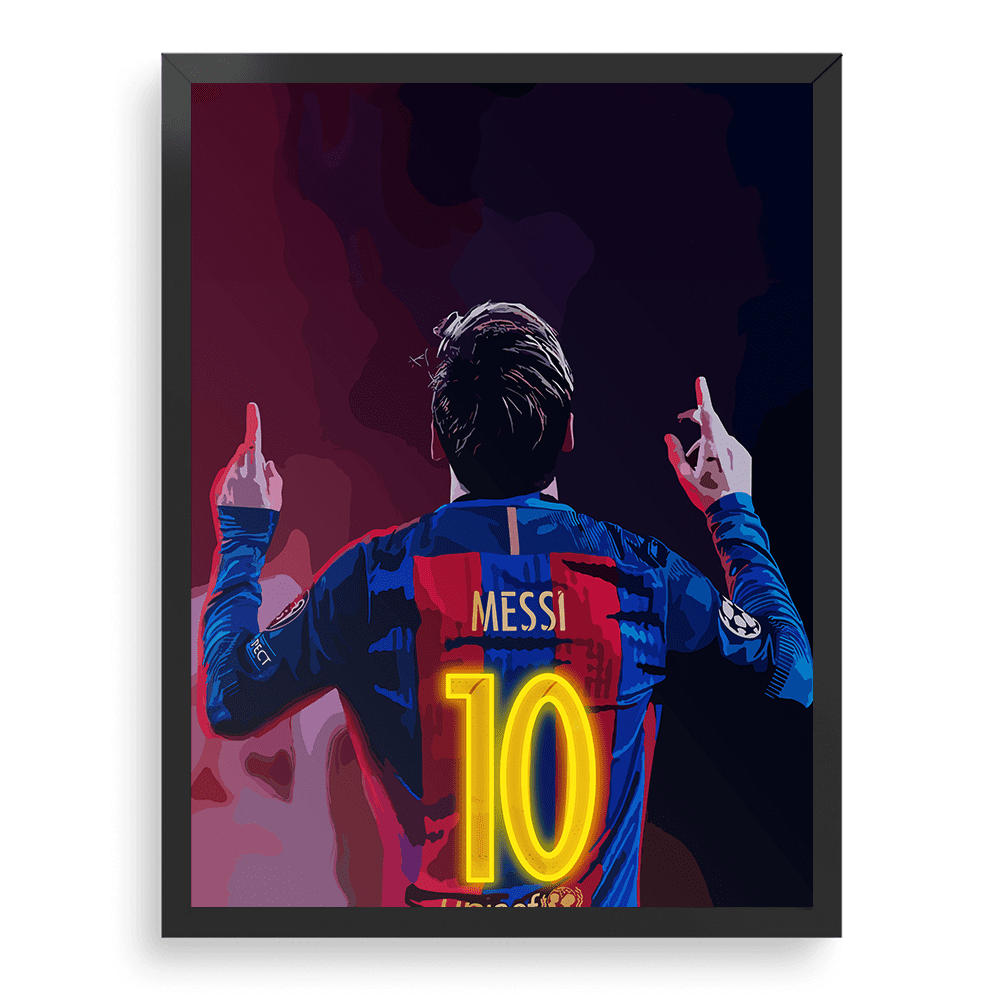 Quadro Premium com NeonLed - Messi Barcelona | Atacado neon