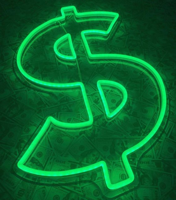 Placa Luminária Neon Led - DINHEIRO - 60x30cm | Atacado neon