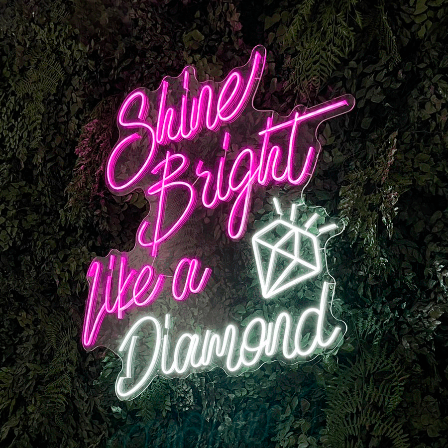 Neon Led - SHINE BRIGHT LIKE A DIAMOND - 85x90cm | Atacado neon