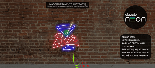 Neon Led - BAR - 50x50cm | Atacado neon