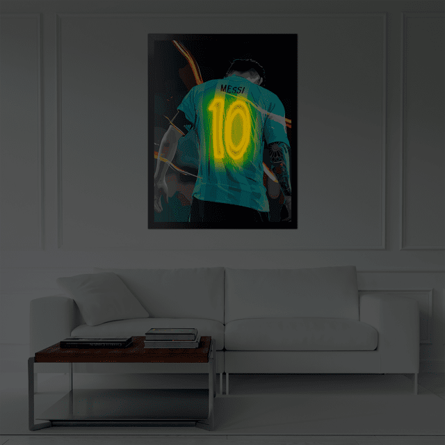 Quadro Premium com NeonLed - Messi Seleção Argentina | Atacado neon