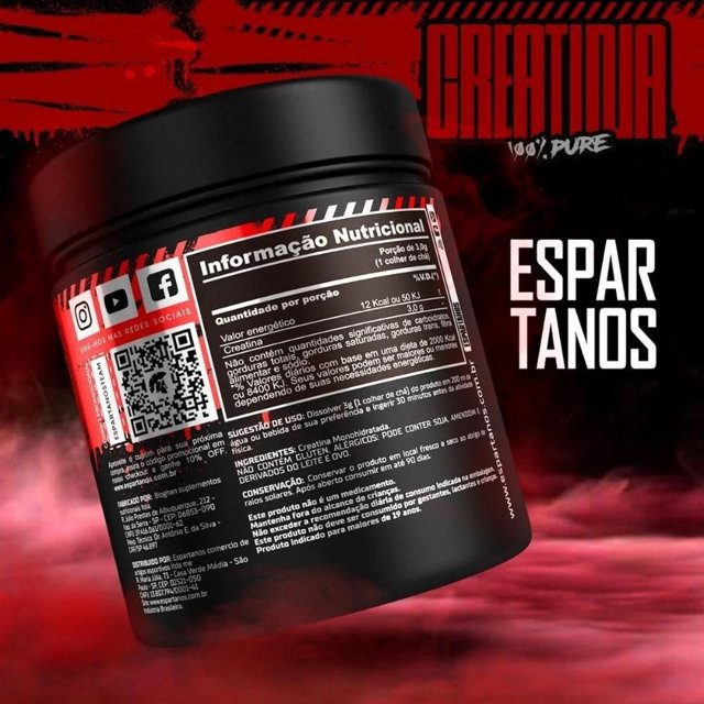 Creatina Monohidratada 100 Pura 300g Espartanos Aprovada Laudo