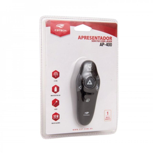 APRESENTADOR MULTIMIDIA SEM FIO AP - 400 C3 TECH | Adri.com Informática