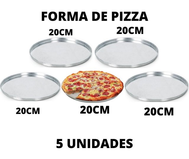 KIT COM 5 FORMAS DE PIZZA BORDA REFORÇADA 20CM | Cozime