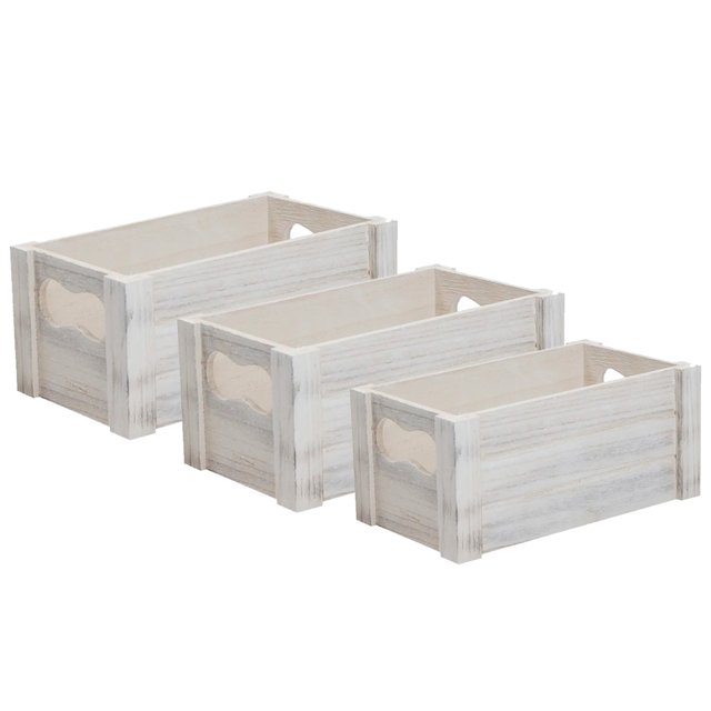 Caixote Madeira Branco P/M/G c/3 Un - Cromus | Jovipel